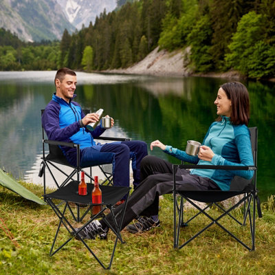 Costway 3 Piece Camping Chairs Table Set Outdoor Foldable Lawn Chair Table w Carrying Bag