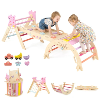 COSTWAY 3-Piece Triangle Climbing Set Foldable Toddler Climbing Toys ...