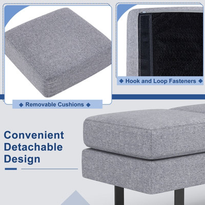 Costway 3-seat Long Bench Ottoman Upholstered Reception Bench Padded ...