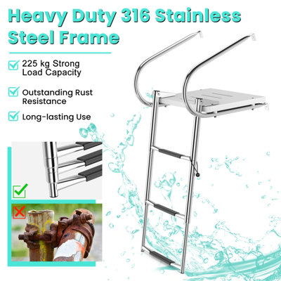 Costway 3-step Telescoping Boat Ladder Folding Dock Ladder Swimming ...