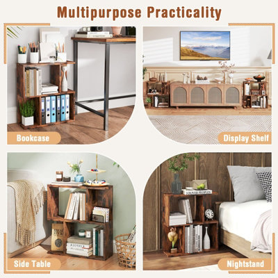 COSTWAY 3-Tier Bookshelf Display Shelf for Small Space Freestanding ...