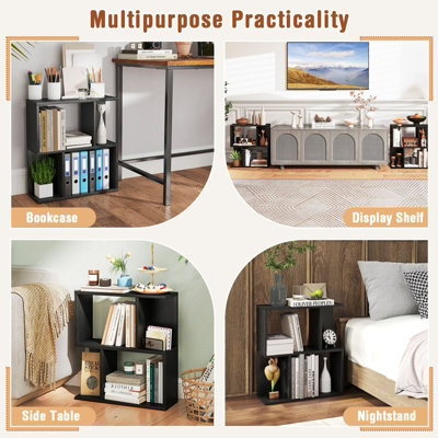 Costway 3-Tier Bookshelf Display Shelf Home Office Freestanding Side ...
