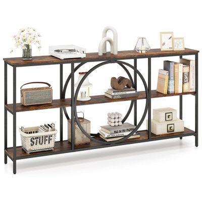 COSTWAY 3-TIER CONSOLE TABLE W/ METAL FRAME 180 CM LONG ENTRY TABLE