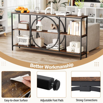 COSTWAY 3-Tier Console Table w/ Metal Frame 180 cm Long Entry Table
