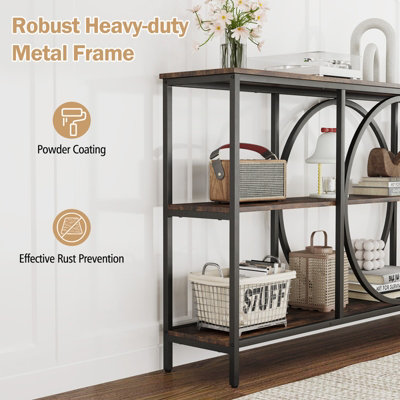 COSTWAY 3-TIER CONSOLE TABLE W/ METAL FRAME 180 CM LONG ENTRY TABLE
