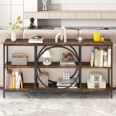 COSTWAY 3-TIER CONSOLE TABLE W/ METAL FRAME 180 CM LONG ENTRY TABLE
