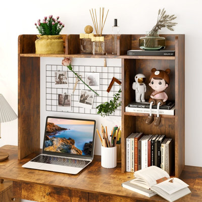 Costway 3-Tier Desk Bookshelf Wooden Desktop Display Shelf Furniture Hutch