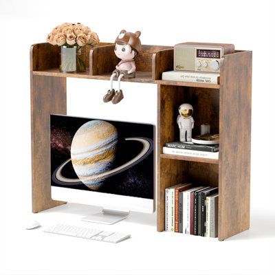 Costway 3-Tier Desk Bookshelf Wooden Desktop Display Shelf Furniture Hutch