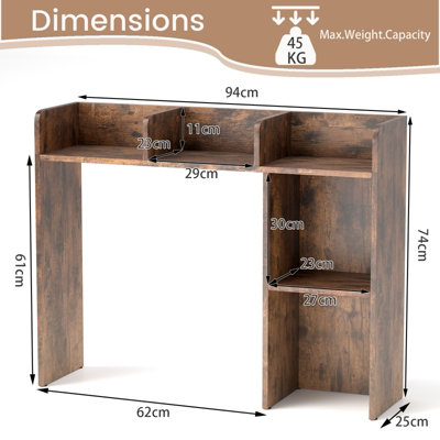 Costway 3-Tier Desk Bookshelf Wooden Desktop Display Shelf Furniture Hutch