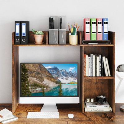 Costway 3-Tier Desk Bookshelf Wooden Desktop Display Shelf Furniture Hutch