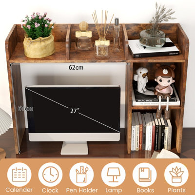 Costway 3-Tier Desk Bookshelf Wooden Desktop Display Shelf Furniture Hutch