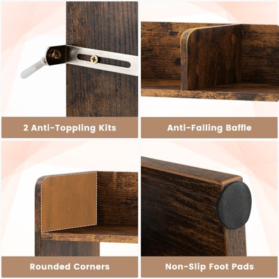 Costway 3-Tier Desk Bookshelf Wooden Desktop Display Shelf Furniture Hutch