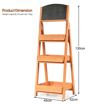 Costway 3-Tier Flower Wood Rack Chalkboard Plant Stand Storage Display ...