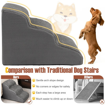 COSTWAY 3-Tier Foam Dog Ramp Non-Slip Dog Steps 40 cm High Soft Pet ...