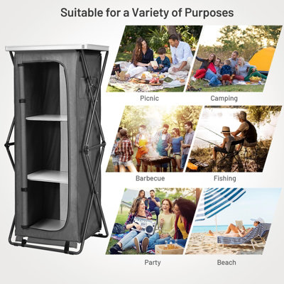 Costway 3 Tier Folding Pop-Up Cupboard Compact Camping Storage Cabinet ...