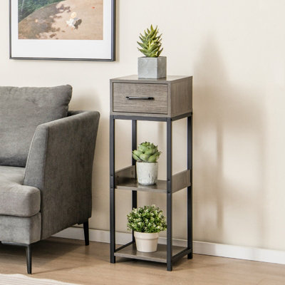Costway 3 Tier Indoor Plant Stand Metal Plant Table w/ Drawer Vertical ...