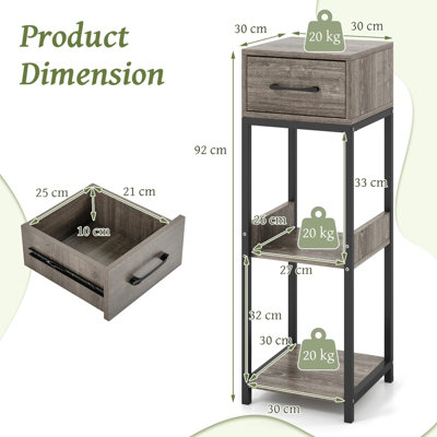 Costway 3 Tier Indoor Plant Stand Metal Plant Table w/ Drawer Vertical ...