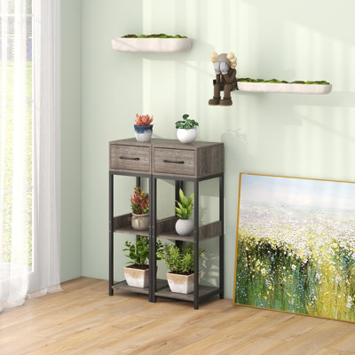 Costway 3 Tier Indoor Plant Stand Metal Plant Table w/ Drawer Vertical ...