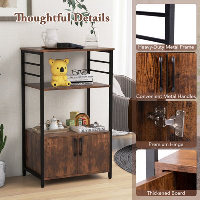 COSTWAY 3 Tier Kitchen Bakers Rack with Cabinet