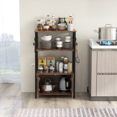 COSTWAY 3-Tier Kitchen Bakers Rack with Cabinet