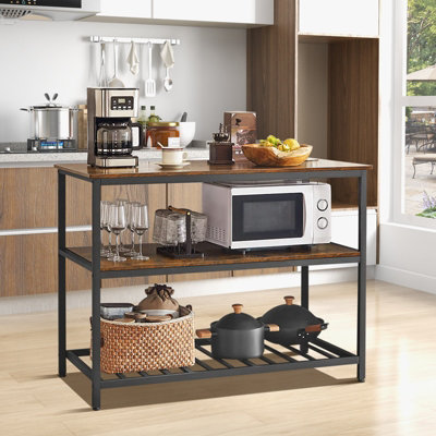 Costway 3-Tier Kitchen Industrial Storage Shelf Island Prep Table ...