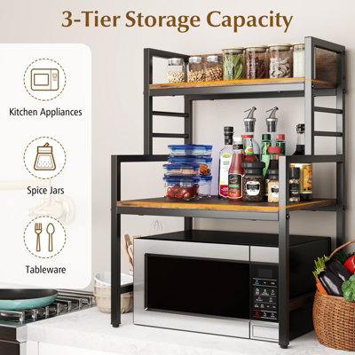 COSTWAY 3-Tier Microwave Stand Kitchen Countertop Organizer-Coffee