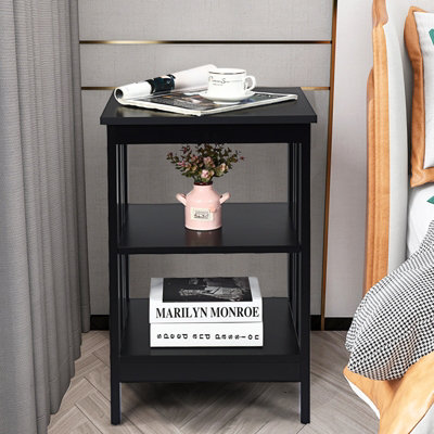 Costway 3-Tier Nightstand Wooden End Table Sofa Bed Side Table Storage ...
