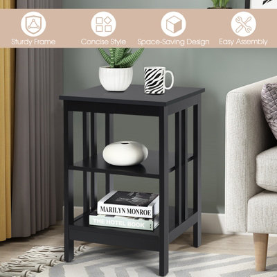 Costway 3-Tier Nightstand Wooden End Table Sofa Bed Side Table Storage ...