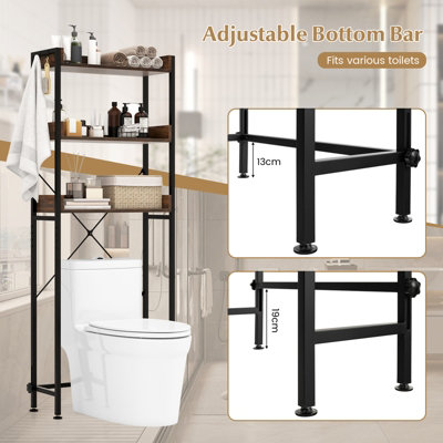 Costway 3-Tier Over-The-Toilet Storage Shelf Space Saving Bathroom ...