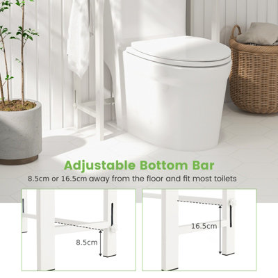Costway 3-Tier Over-The-Toilet Storage Shelf Space Saving Metal ...