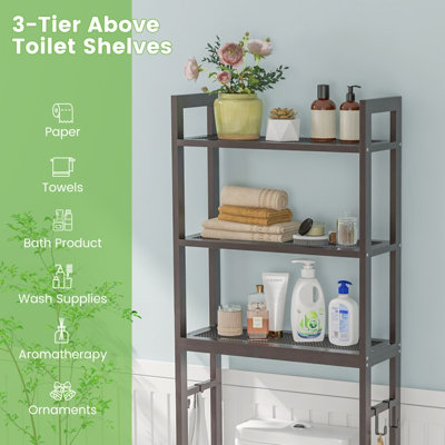 Costway 3-Tier Over-The-Toilet Storage Shelf Space Saving Metal ...