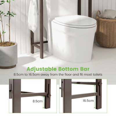 Costway 3-Tier Over-The-Toilet Storage Shelf Space Saving Metal ...