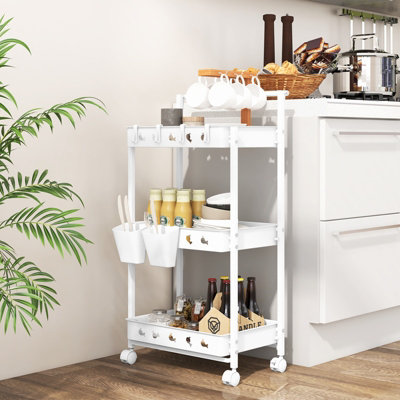 COSTWAY 3-Tier Rolling Storage Cart Bathroom Kitchen Trolley w/ 2 ...