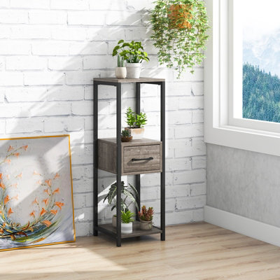 COSTWAY 3 Tier Tall Metal Plant Stand Indoor Corner Plant Table with Drawer