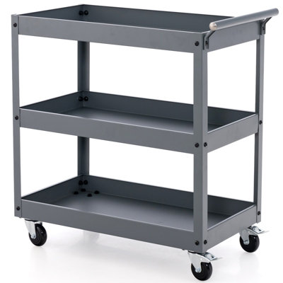 Costway 3-Tier Utility Cart Heavy Duty Service Cart with Handle Rolling ...