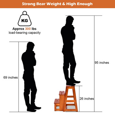 Costway 3 Tier Wood Step Stool Indoor Folding Step Ladder