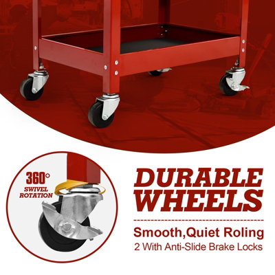 Costway 3-Tray Tool Cart Rolling Utility Cart Tray Organizer w/ Drawer ...