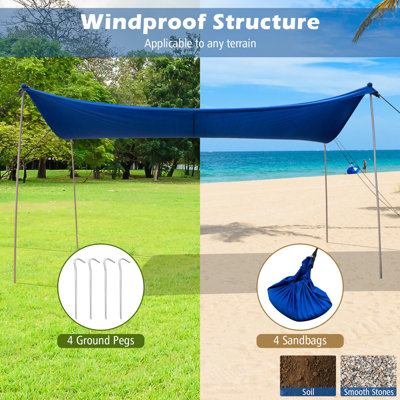 Costway 3 x 3 m Beach Canopy Shields Large Outdoor Picnic Tent Sun ...