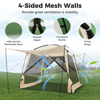Costway 3 x 3 M Portable Camping Canopy Tent Screen Shelter Gazebo W ...