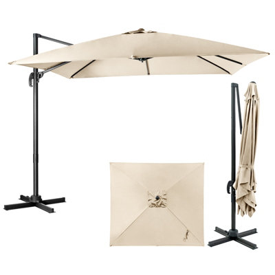 Costway 3 x 3m Garden Cantilever Parasol 3 Positions Adjustable Square ...