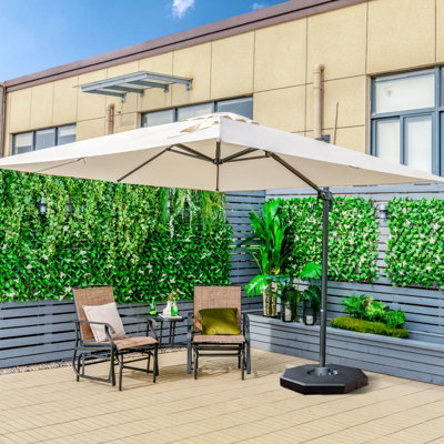 Costway 3 x 3m Garden Cantilever Parasol 3 Positions Adjustable Square ...