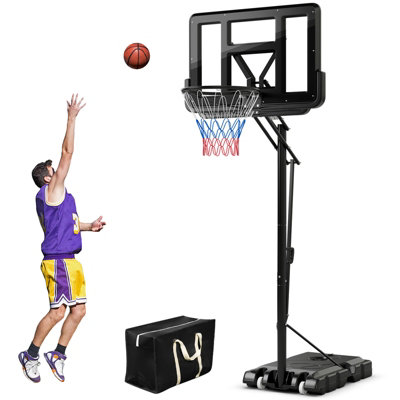 Costway 308 to 368cm Basketball Hoop Set w/Wheels & Free Secure Bag ...