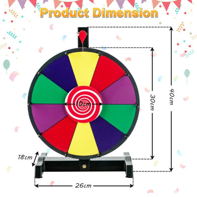 Costway 30cm Tabletop Spinning Wheel for Prizes W/ Dry Erase & Marker ...