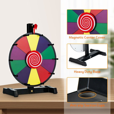 Costway 30cm Tabletop Spinning Wheel for Prizes W/ Dry Erase & Marker