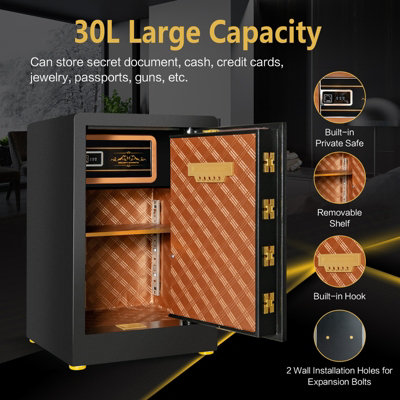 Costway 30L Digital Security Safe Box Electronic Money Cash Jewelry Deposit with 4 Keys