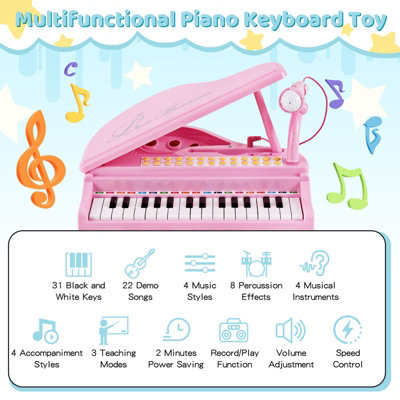 COSTWAY 31 KEYS KIDS PIANO KEYBOARD WITH STOOL ELECTRONIC MUSICAL PIANO ...