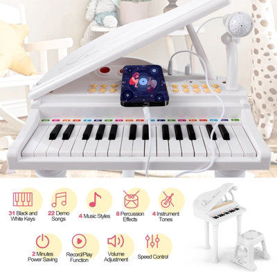COSTWAY 31 Keys Kids Piano Keyboard with Stool Electronic Musical Piano ...