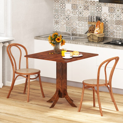 COSTWAY 33" Wooden Kitchen Table Square Dining Table w/ Pedestal Base ...