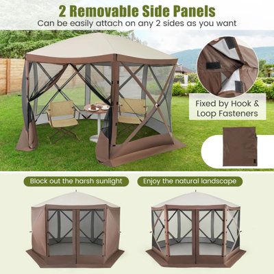 Costway 350 x 230 cm Pop-up Gazebo Tent Outdoor Canopy Sun Shelter-Coffee