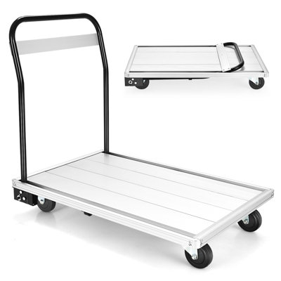 Costway 350kg Folding Platform Truck Heavy Duty Flat Bed Trolley with 4 TPR Wheels | DIY at B&Q